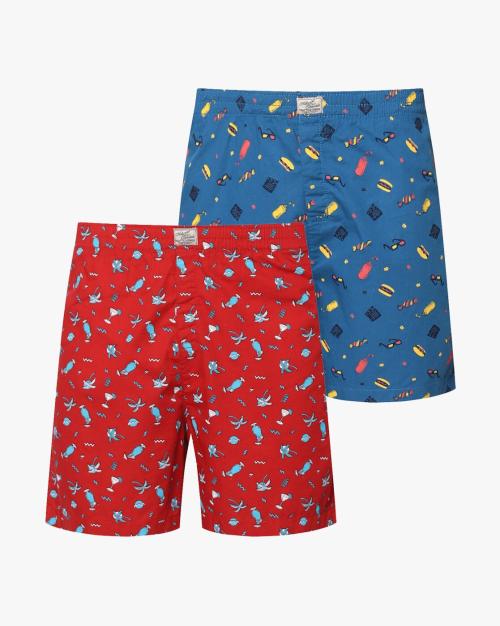 Buy Pack of 2 Novelty Print Slim Boxers with Back Patch Pocket Online ...