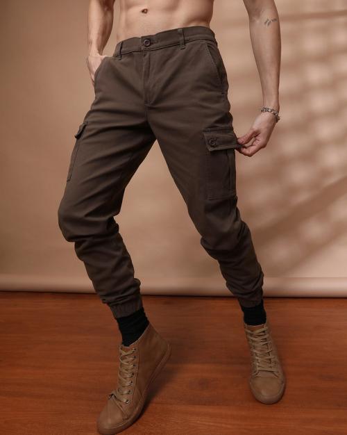 Buy Slim Fit Flat-Front Cargo Pants Online at Best Prices in India ...