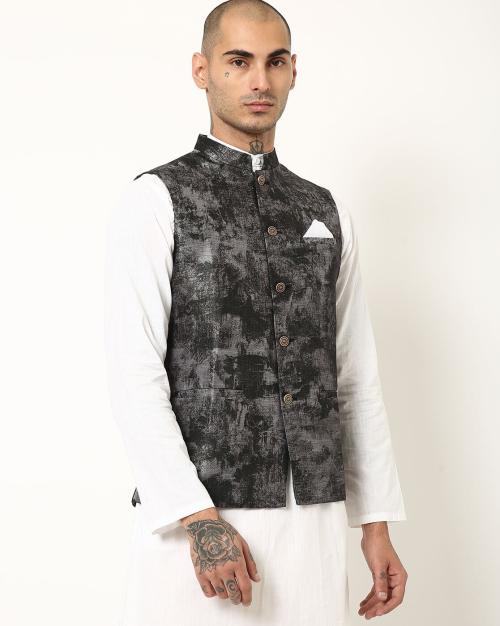 Buy Printed Nehru Jacket with Welt Pocket Online at Best Prices in ...