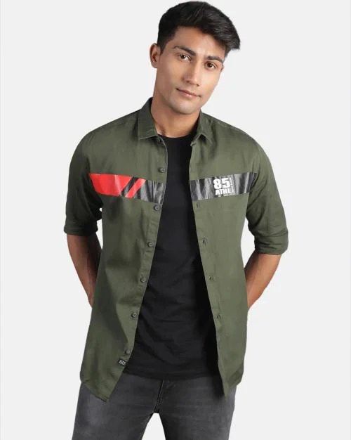 Buy Men Slim Fit Shirt with Curved Hemline Online at Best Prices in ...