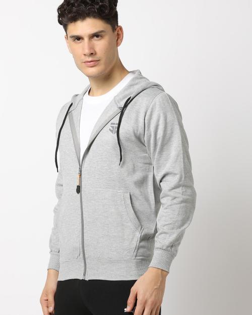 Buy Heathered Zip-Front Hoodie with Insert Pockets Online at Best ...