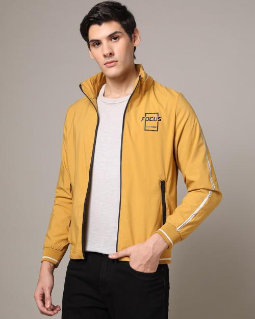 Buy Zip-Front High-Neck Bomber Jacket with Insert Pockets Online at ...