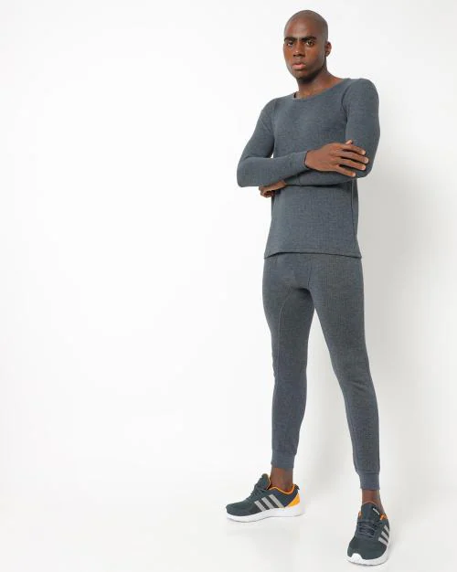 Buy Ribbed Round-Neck Thermal Vest with Leggings Set Online at Best ...