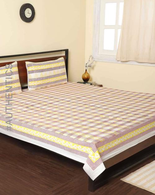 Buy Handblock Print Cotton Double Bedsheet Set Online at Best Prices in ...