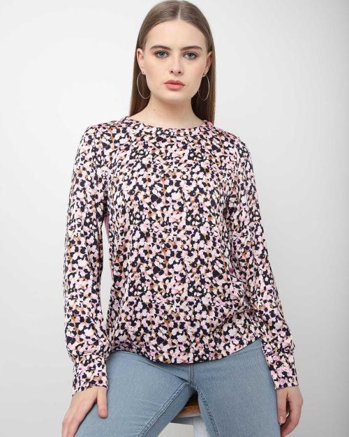 Buy Printed Round-Neck Regular Fit Top Online at Best Prices in India ...