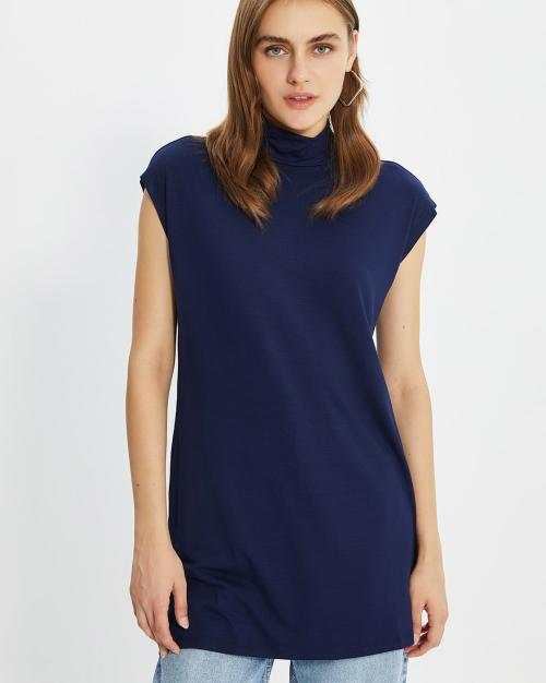 Buy Turtle-Neck Longline Top with Extended Sleeves Online at Best ...