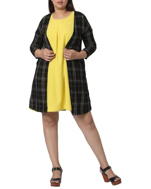Buy Checkered Open-Front Shrug with Insert Pocket Online at Best Prices ...
