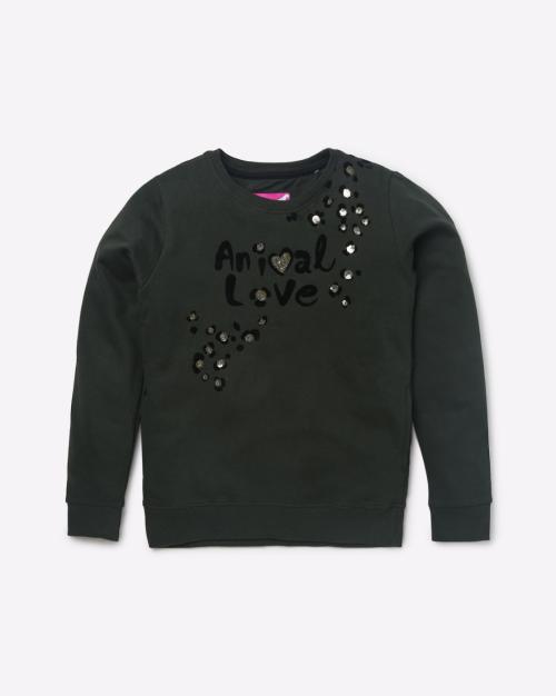 Buy Typographic Print Sweatshirt with Embellishment Online at Best ...