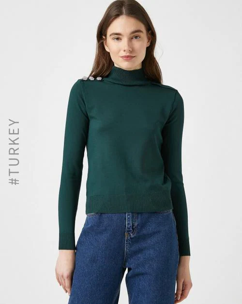 Buy High-Neck Pullover with Ribbed Trim Online at Best Prices in India ...