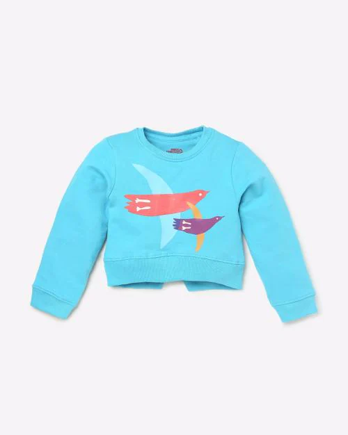 Buy Graphic Print Sweatshirt with Ribbed Hems Online at Best Prices in ...