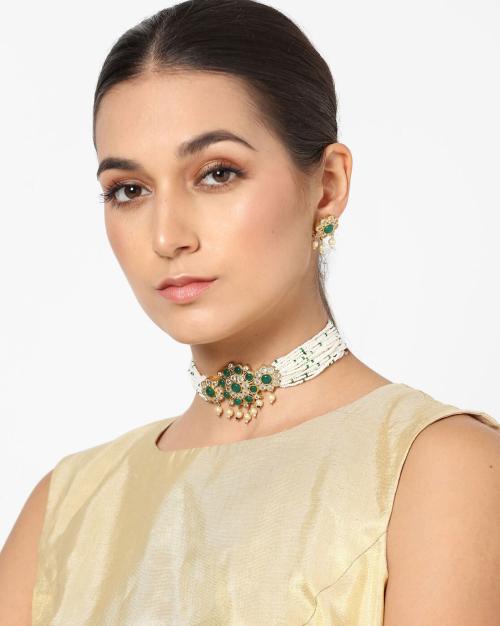 Buy Beaded Choker Necklace & Earrings Set - TR-D-172 Online at Best ...