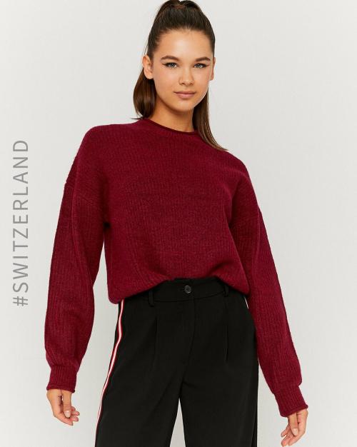 Buy Ribbed Round-Neck Pullover with Drop Shoulder Sleeves Online at ...