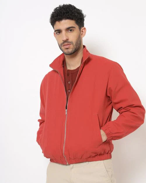 Buy High-Neck Jacket with Zipper Placket Online at Best Prices in India ...