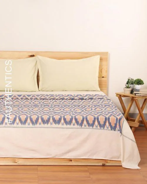 Buy Handloom Cotton Ikat Double Bed Cover Online at Best Prices in ...