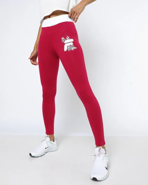 Buy Leggings with Placement Logo Print Online at Best Prices in India ...