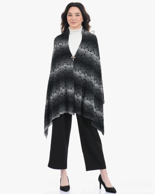 Buy Patterned-Knit Cape with Front Closure Online at Best Prices in ...