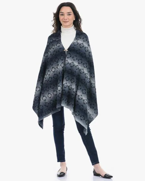 Buy Patterned-Knit Cape with Front Closure Online at Best Prices in ...