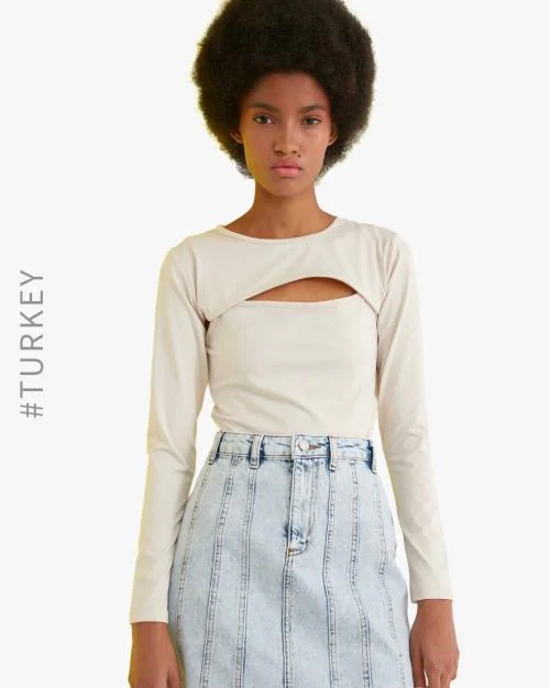 Buy Round-Neck Top with Cut-Out Online at Best Prices in India - JioMart.