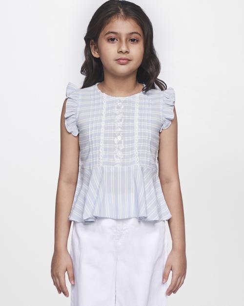 Buy Striped Peplum Top with Ruffles Online at Best Prices in India ...