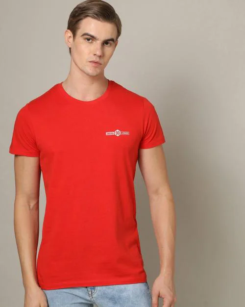 Buy Regular Fit Logo Print Crew-Neck T-Shirt Online at Best Prices in India - JioMart.