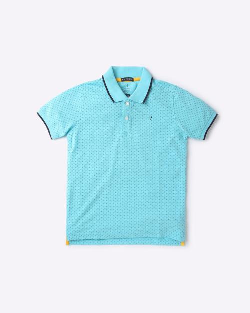 Buy Micro Print Polo T-shirt with Contrast Tipping Online at Best ...