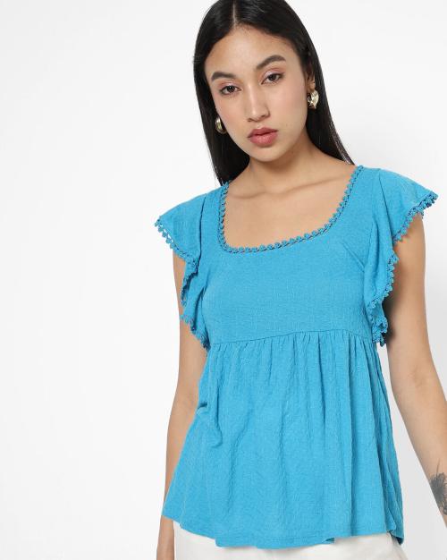 Square-Neck Tunic with Lace Trims - JioMart