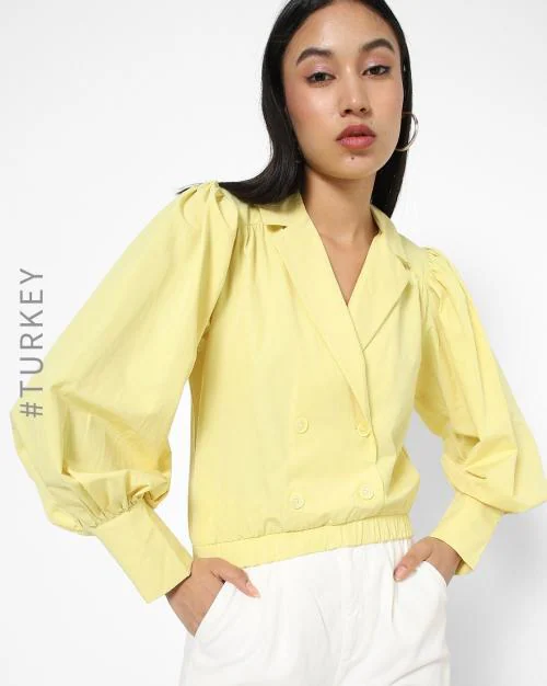 Double Breasted Lapel-Collar Shirt - JioMart