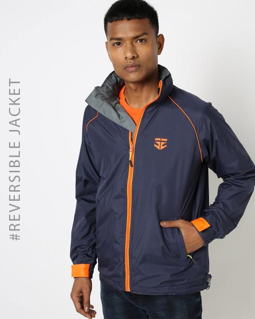 Buy Zip-Front Reversible Hooded Rain Coat & Windcheater Online at Best ...