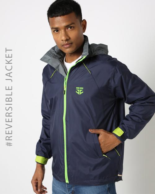 Buy Zip-Front Reversible Hooded Rain Coat & Windcheater Online at Best ...