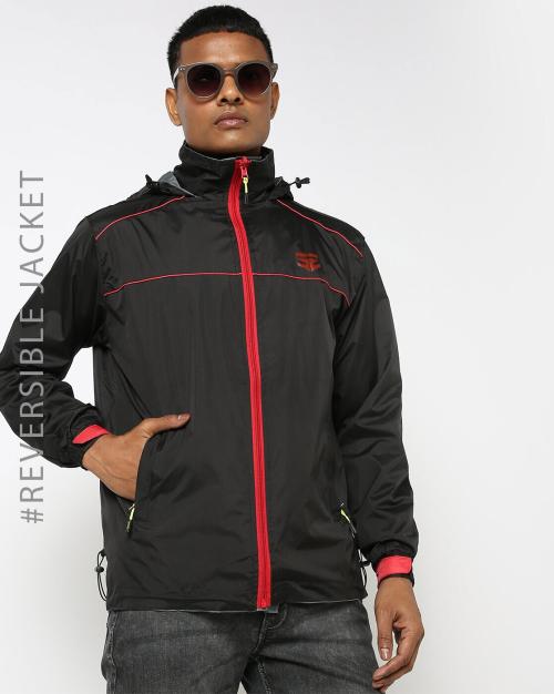 Buy Zip-Front Reversible Hooded Rain Coat & Windcheater Online at Best ...