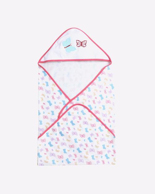 Buy Printed Hooded Wrapper with Butterfly Embroidery Online at Best ...