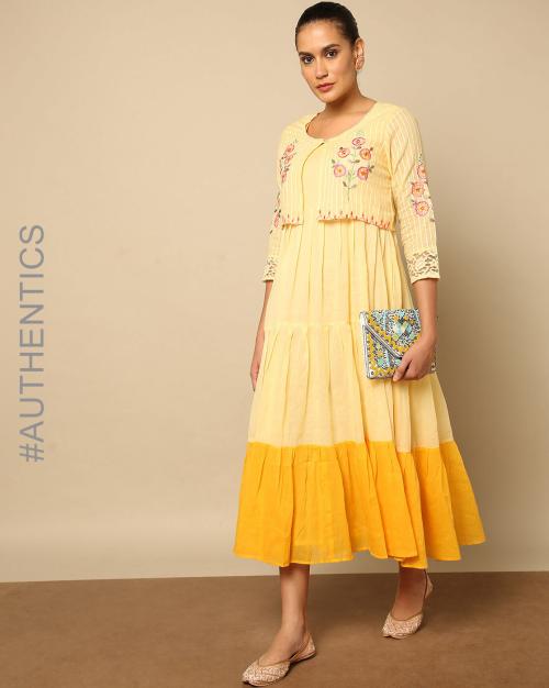 Buy Grishma Embroidered Cotton Dress with Jacket Online at Best Prices ...