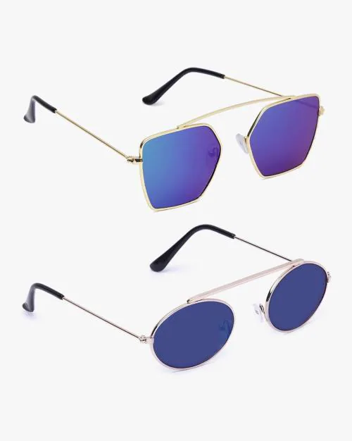 Buy Set of 2 UV-Protected Full-Rim Sunglasses Online at Best Prices in ...