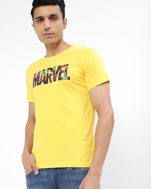 Buy Marvel Print Crew-Neck T-shirt Online at Best Prices in India ...