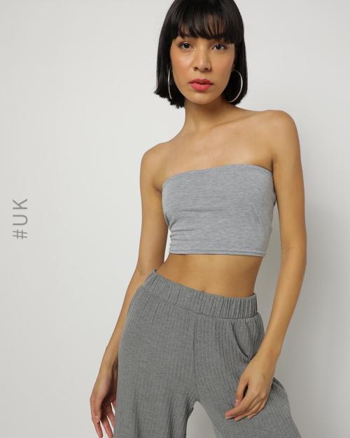 Buy Heathered Off-Shoulder Fitted Top Online at Best Prices in India ...