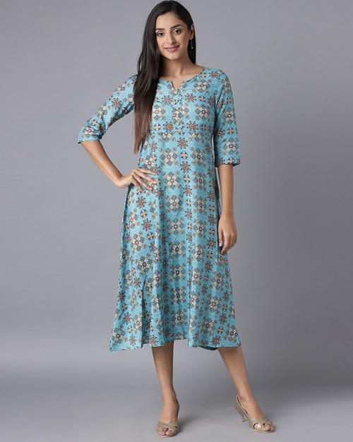 Buy Printed Midi A-line Dress Online at Best Prices in India - JioMart.