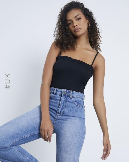 Buy Ribbed Camisole with Frill Hem Online at Best Prices in India ...