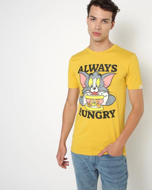 Buy Tom & Jerry Crew-Neck Slim Fit T-shirt Online at Best Prices in ...