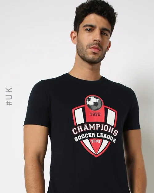 Buy Graphic Print Slim Fit Crew-Neck T-shirt Online at Best Prices in ...