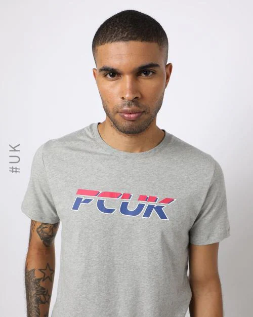 Buy Logo Print Slim Fit Crew-Neck T-shirt Online at Best Prices in ...