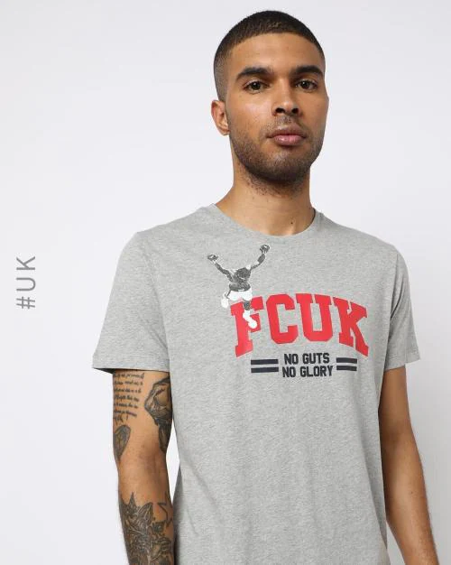 Buy Logo Print Slim Fit Crew-Neck T-shirt Online at Best Prices in ...