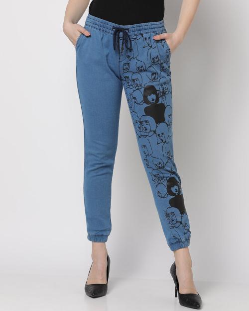 Buy Graphic Print Jeggings with Drawstring Fastening Online at Best ...