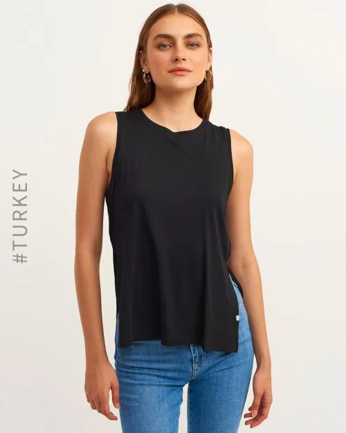 Buy Round-Neck Tank Top with Side Slits Online at Best Prices in India - JioMart.