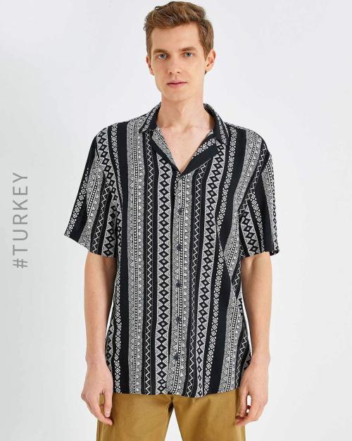 Buy Aztec Print Shirt with Cuban Collar Online at Best Prices in India ...