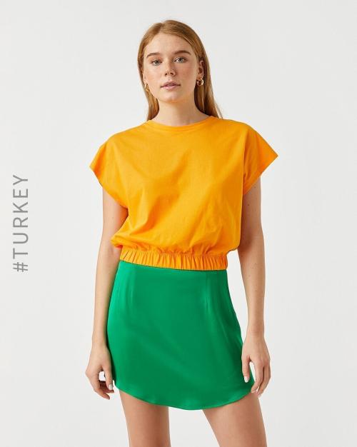 Buy Crop Crew-Neck T-shirt with Extended Shoulders Online at Best ...