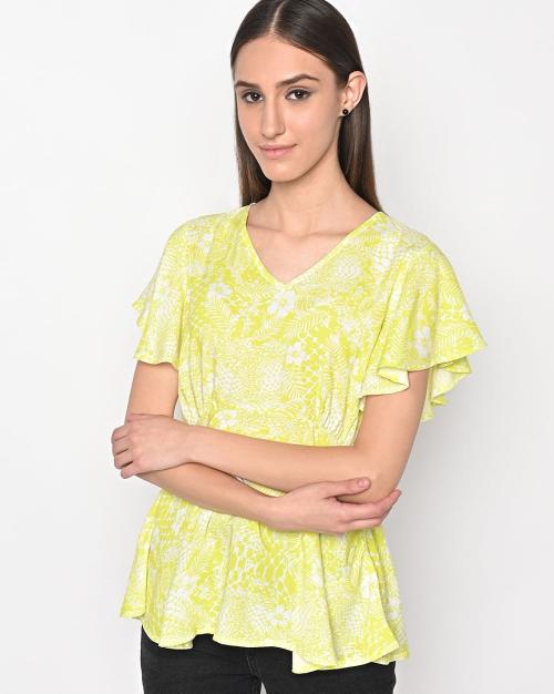 Buy Tropical Print V-neck Top Online at Best Prices in India - JioMart.