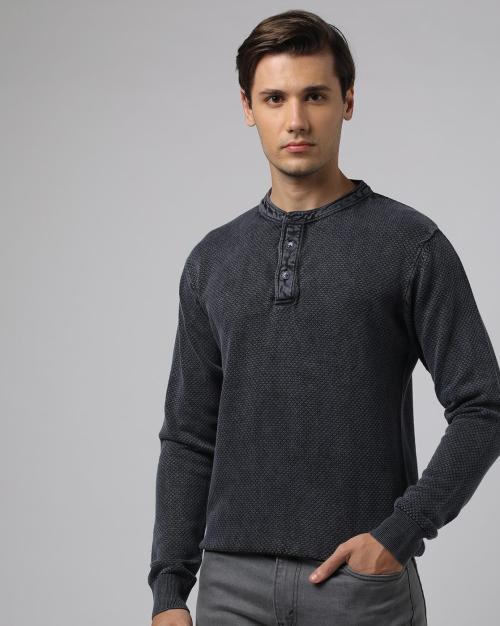 Buy Knitted Henley-Neck Pullover Online at Best Prices in India - JioMart.