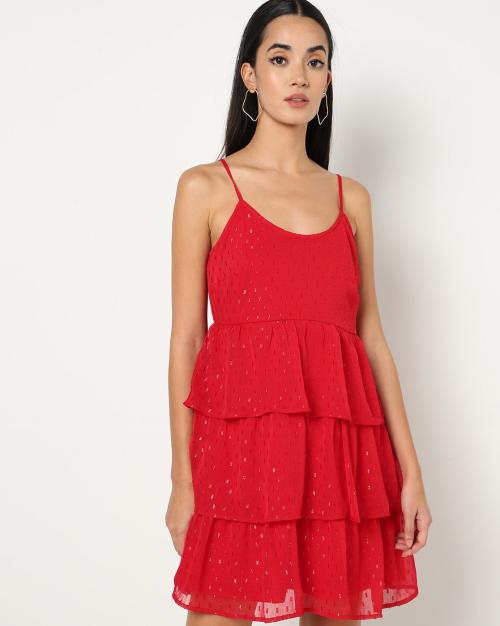 Buy Strappy Layered Fit & Flare Dress Online at Best Prices in India ...