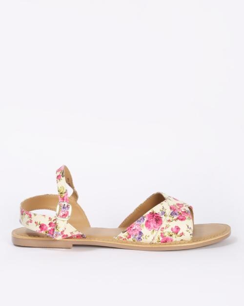 Buy Floral Print Slingback Flat Sandals Online at Best Prices in India ...