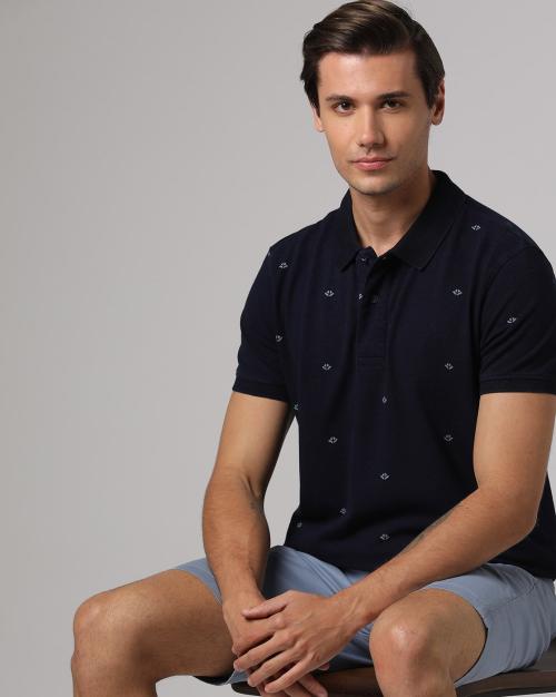 Buy Regular Fit Micro Print Polo T-Shirt Online at Best Prices in India ...